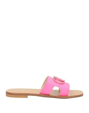 LIU •JO LIU •JO Leather Slide Sandals Fuchsia