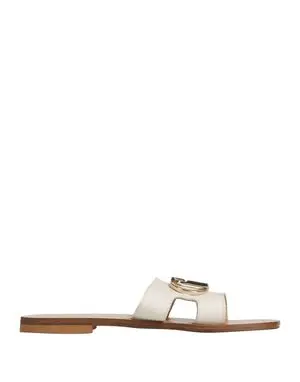 LIU •JO Leather Slide Sandals - White