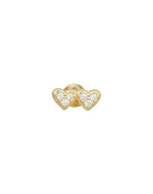 KURSHUNI Twin Heart Single Stud Earring - Gold
