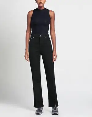 Maje Straight-leg Jeans With Leather Trim