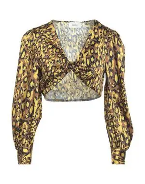 VICOLO Leopard-print Satin Crop Top - Brown