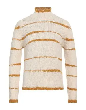 Alpha Studio Striped Turtleneck Knit Top - White