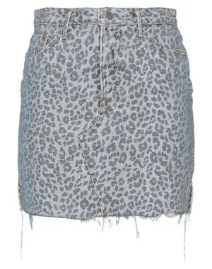 GRLFRND Denim Leopard-print Pencil Skirt - Blue