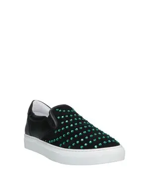 John Richmond Leather Sneakers With Crystal Appliqués