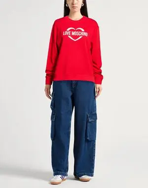 Moschino Cotton Fleece Sweatshirt With Metallic Print - Red