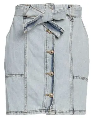Relish Cotton Denim Flared Skirt With Belt