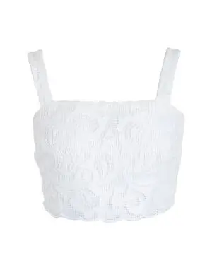 Topshop Lace Crop Top - White