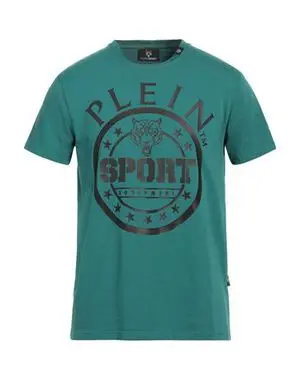 PLEIN SPORT Man T-shirt Light Grey Size S Cotton, Elastane Green