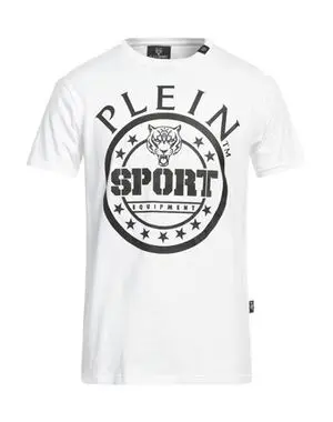 PLEIN SPORT Man T-shirt Light Grey Size S Cotton, Elastane White