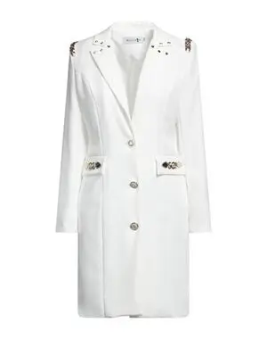 MARÇI BY GIL SANTUCCI Plain Weave Overcoat With Metal Appliqués - White