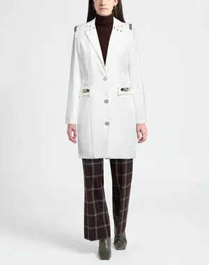 MARÇI BY GIL SANTUCCI Plain Weave Overcoat With Metal Appliqués - White