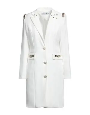 MARÇI BY GIL SANTUCCI Plain Weave Overcoat With Metal Appliqués - White