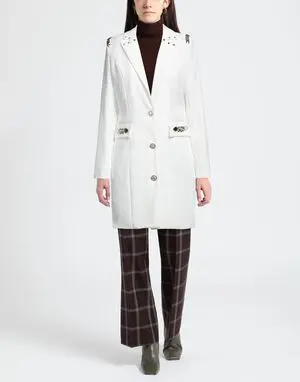 MARÇI BY GIL SANTUCCI Plain Weave Overcoat With Metal Appliqués - White