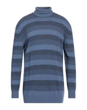 CASHMERE COMPANY Striped Wool And Cashmere Turtleneck - Blue