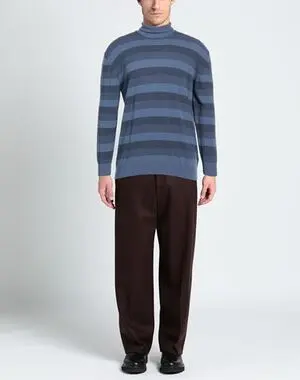 CASHMERE COMPANY Striped Wool And Cashmere Turtleneck - Blue