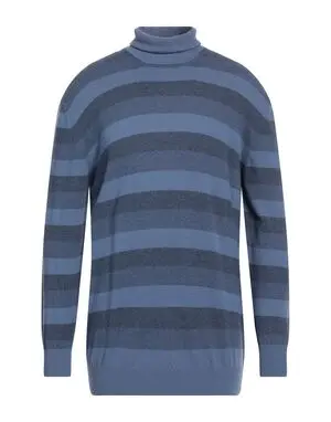 CASHMERE COMPANY Striped Wool And Cashmere Turtleneck - Blue