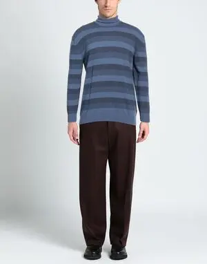 CASHMERE COMPANY Striped Wool And Cashmere Turtleneck - Blue