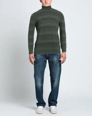 CASHMERE COMPANY Striped Wool And Cashmere Turtleneck - Green