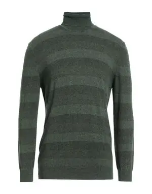 CASHMERE COMPANY Striped Wool And Cashmere Turtleneck - Green
