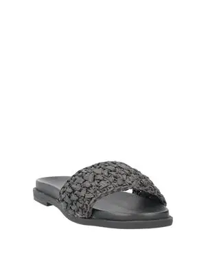 DIVINE FOLLIE Raffia Sandals - Black