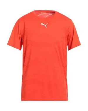 PUMA Man T-shirt Black Size S Polyester, Elastane Orange