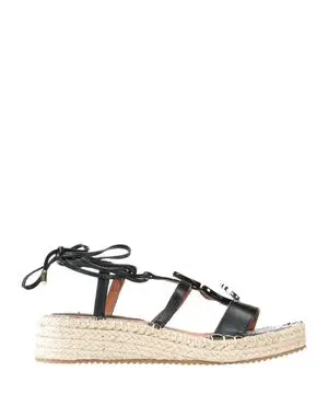 MARIA MARE Textile Fiber Espadrille Sandals - Black