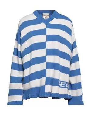 SEMICOUTURE Striped V-neck Knit Sweater - Azure
