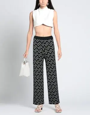 VICOLO Wide Leg Knit Pants - Black