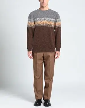IRISH CRONE Wool Knit Multicolor Geometric Print Turtleneck Sweater