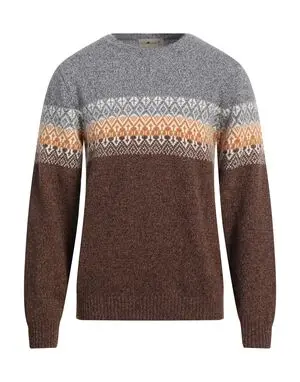 IRISH CRONE Wool Knit Multicolor Geometric Print Turtleneck Sweater