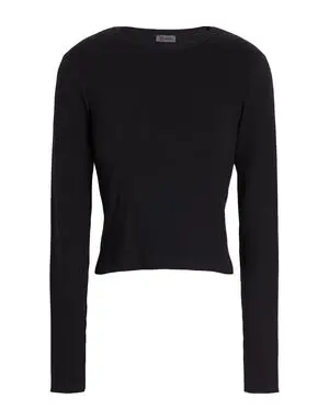 8 BY YOOX Organic Cotton Ribbed Top - Black