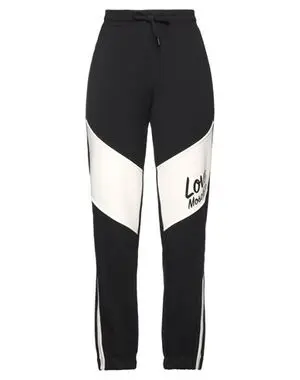 Moschino Two-tone Logo Print High-waisted Cotton French Terry Track Pants