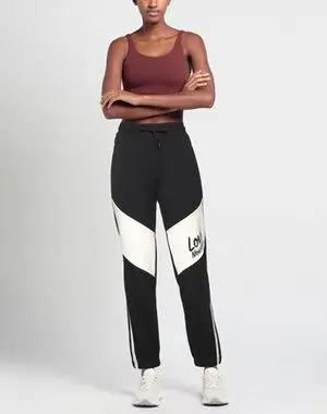 Moschino Two-tone Logo Print High-waisted Cotton French Terry Track Pants
