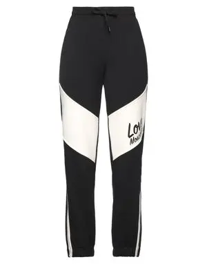 Moschino Two-tone Logo Print High-waisted Cotton French Terry Track Pants