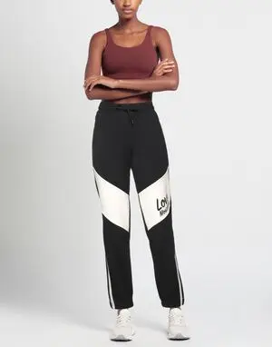 Moschino Two-tone Logo Print High-waisted Cotton French Terry Track Pants