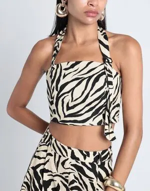 Topshop Zebra-print Woven Crop Top