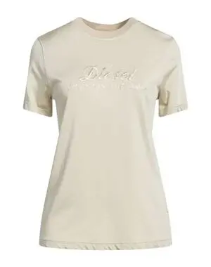 DIESEL® Viscose & Cotton Jersey T-shirt With Embroidered Logo - Beige