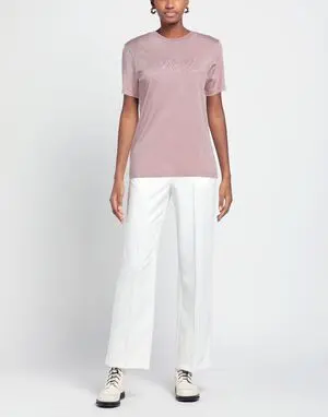 DIESEL® Viscose & Cotton Jersey T-shirt With Embroidered Logo - Pink