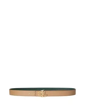 Ralph Lauren LAUREN RALPH LAUREN Reversible Pebbled Leather Belt With Logo Buckle Green