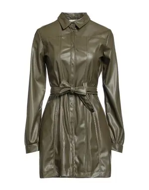 HAVEONE Coated Mini Shirt Dress With Belt - Green