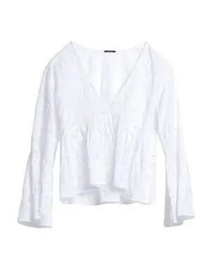 LE PETIT TROU Broderie Anglaise Peplum Top - White