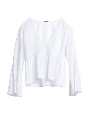 LE PETIT TROU Broderie Anglaise Peplum Top - White