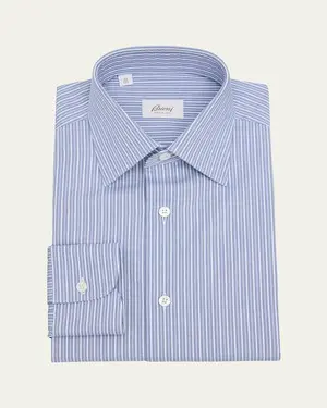 Brioni Cotton Multi-stripe Dress Shirt - Bluette