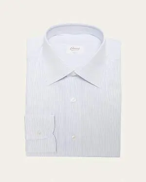 Brioni Cotton Multi-stripe Dress Shirt Grey Multi