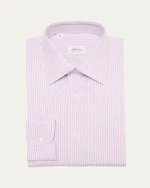 Brioni Cotton Multi-stripe Dress Shirt - Pinkwhite