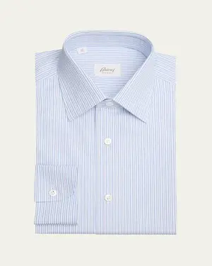 Brioni Cotton Multi-stripe Dress Shirt - Whitesky