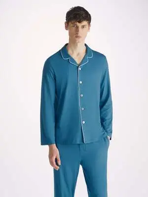 Derek Rose Pyjamas Basel Micro Modal Stretch Ocean - Ocean Blue