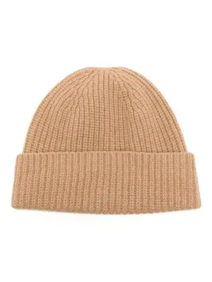 Pringle Of Scotland Ribbed-knit Turn-up Brim Beanie - Brown