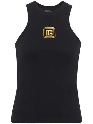 Balmain Pb Logo-embroidered Tank Top - Black