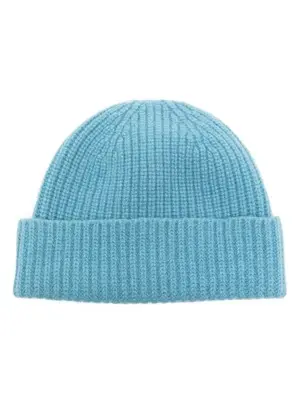 Pringle Of Scotland Ribbed-knit Turn-up Brim Beanie - Blue